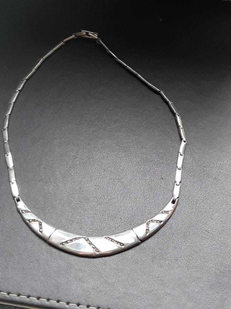 A Vintage Silver Mother of Pearl and Marcasite Collarette - Etsy