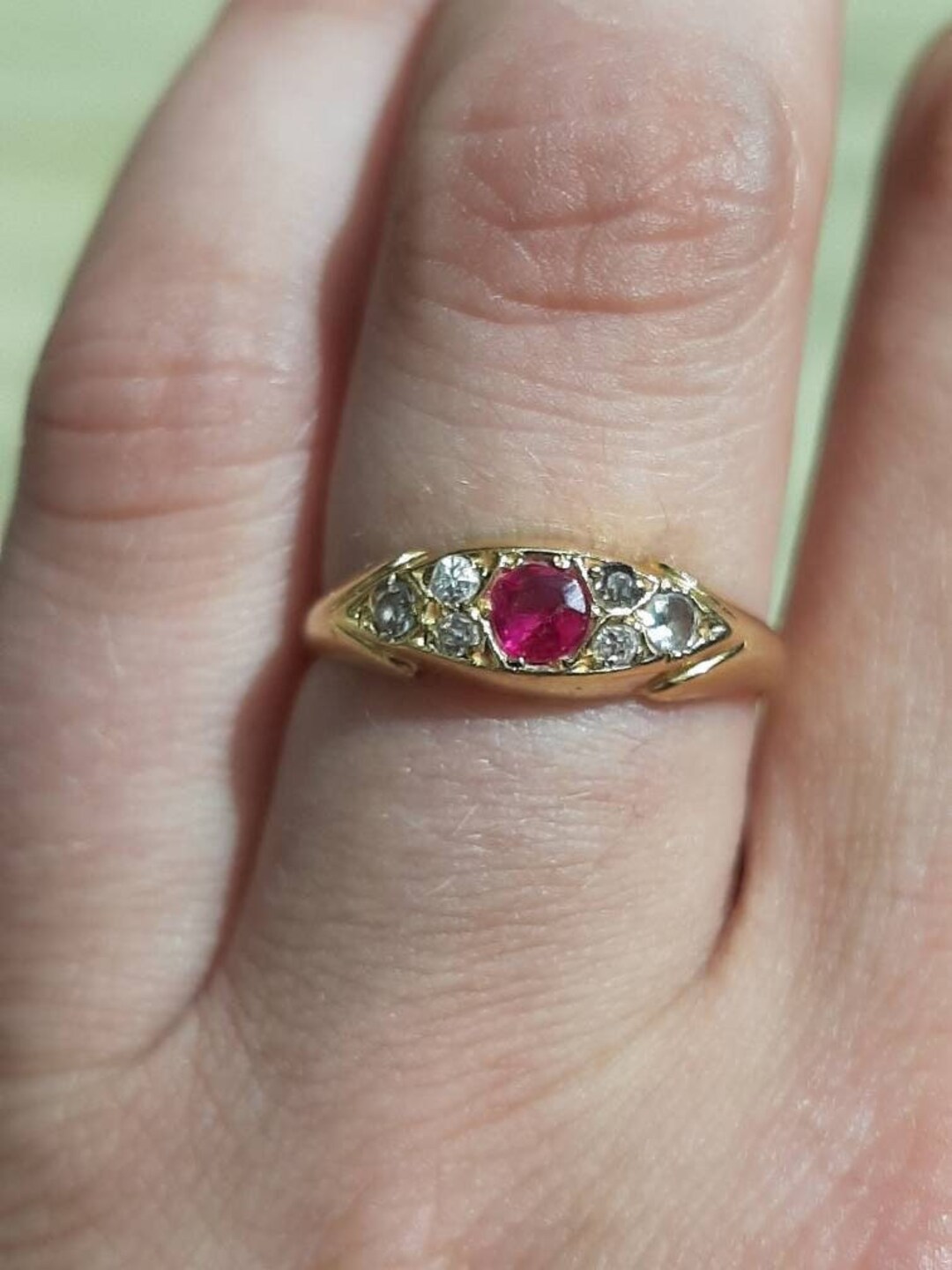 An Antique Edwardian 18ct Gold Ruby and Diamond Ring - Etsy