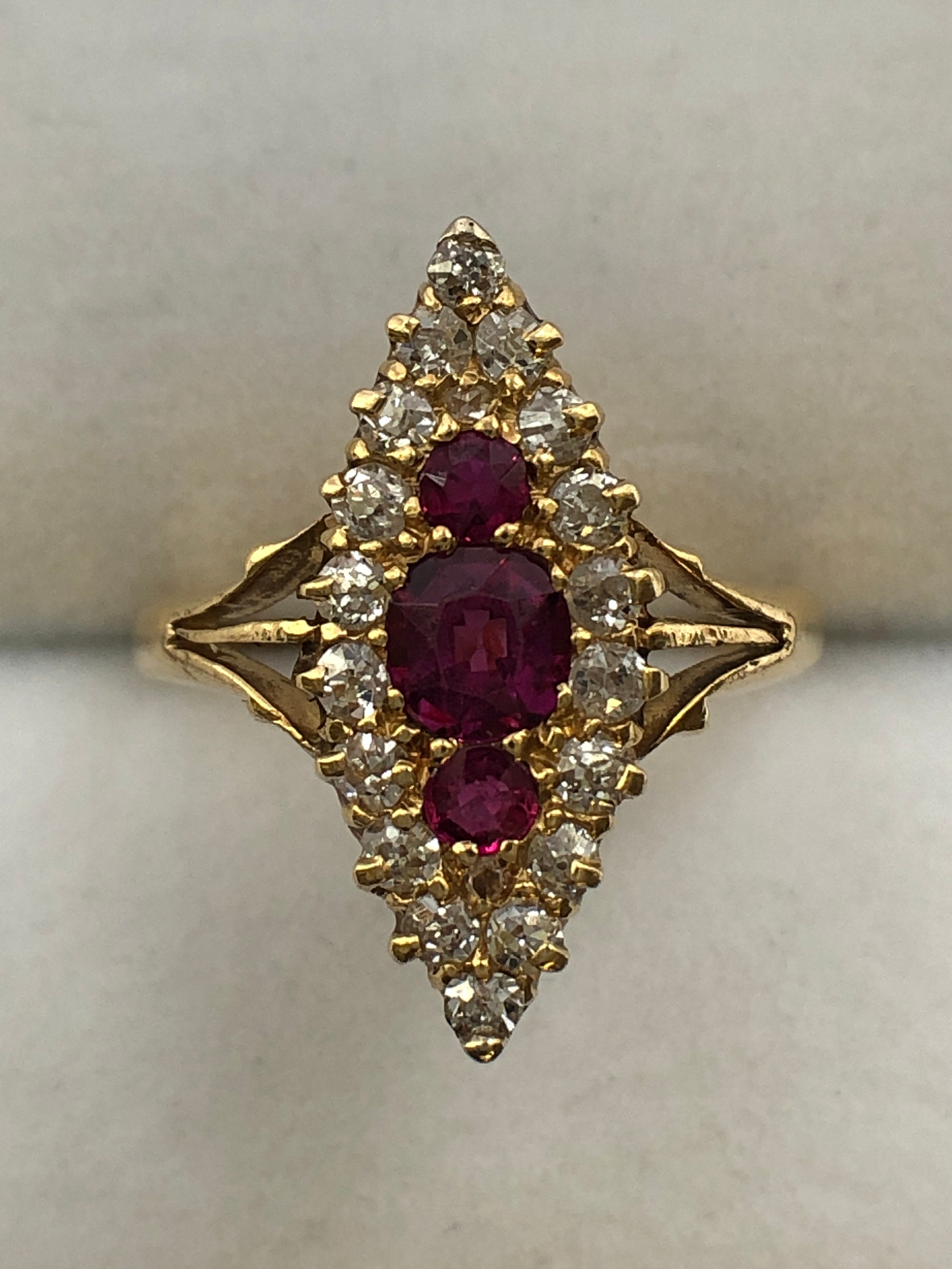 An Antique Edwardian 18ct Gold Ruby and Diamond Ring - Etsy