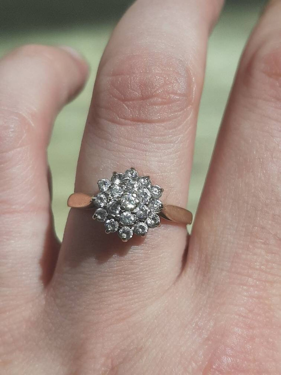 A Vintage 9ct Gold Diamond Cluster Ring - Etsy