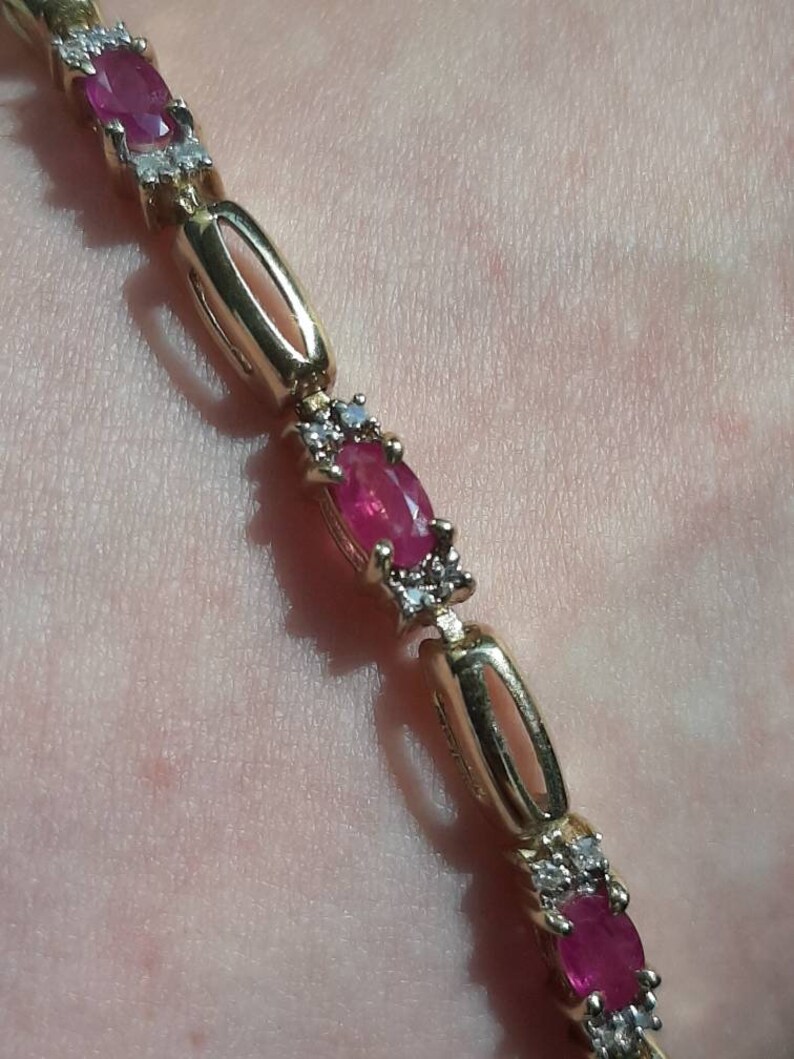 A Vintage 9ct Gold Ruby and Diamond Bracelet - Etsy UK
