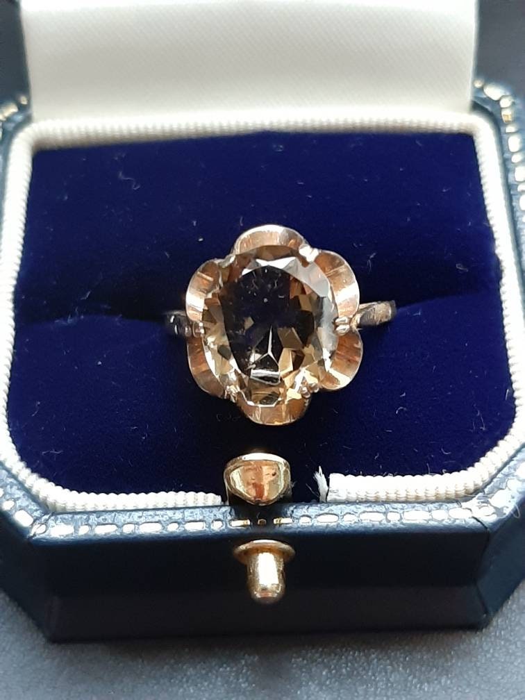 A Vintage 9ct Gold Smokey Quartz Ring - Etsy