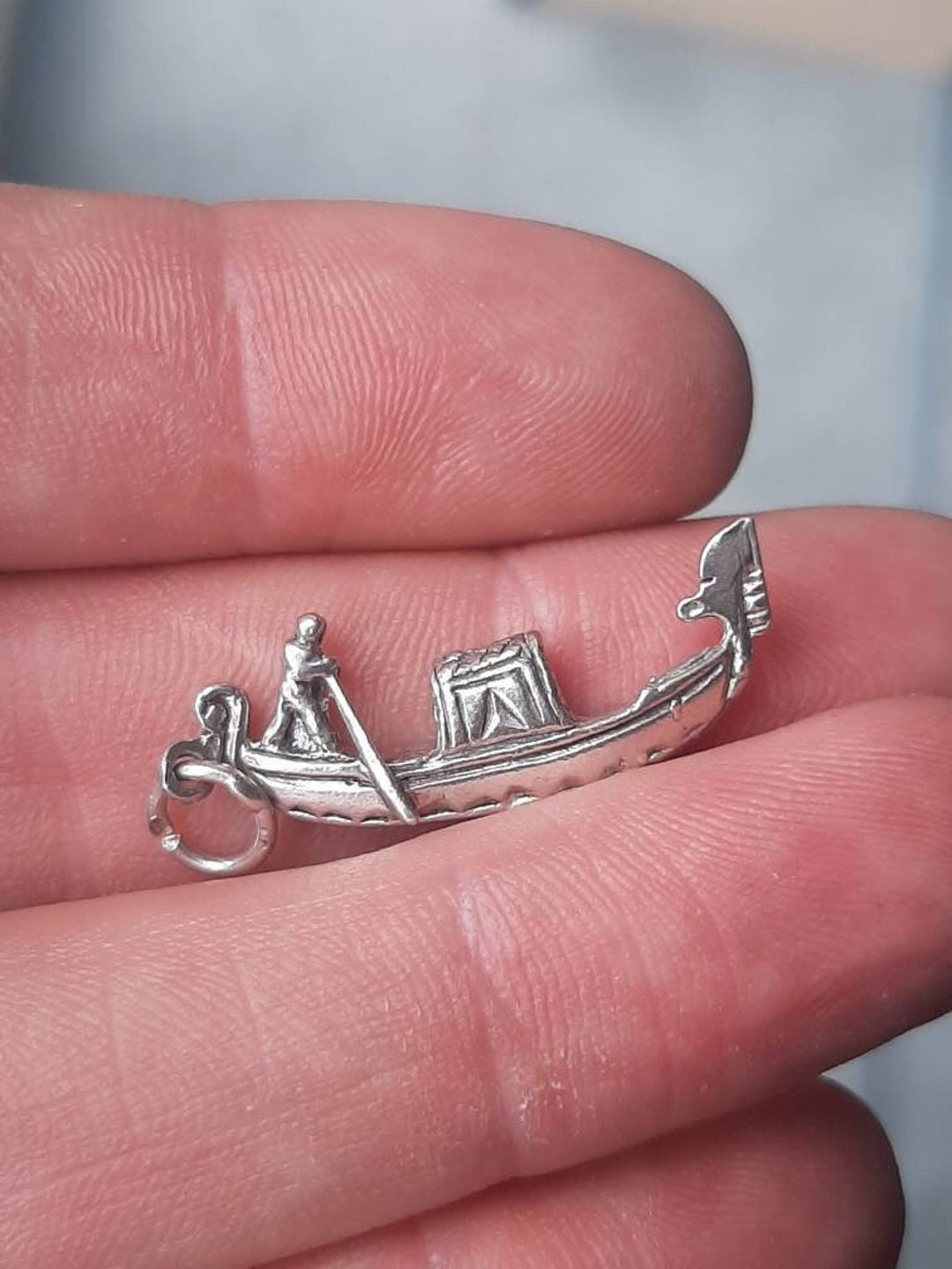 A Silver Man Rowing a Barge Pendant Charm - Etsy