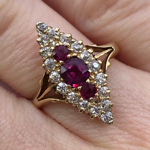 An Antique Edwardian 18ct Gold Ruby and Diamond Ring - Etsy
