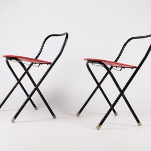 Vintage Travel Chairs, Vintage Foldable Chairs, Red Wood Metal Camping ...