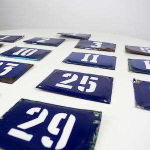 Vintage Enamel House Number. Blue and White Industrial Numbers. Vintage ...