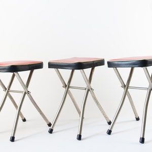 Vintage Travel Chairs, Vintage Foldable Chairs, Red Wood Metal Camping ...