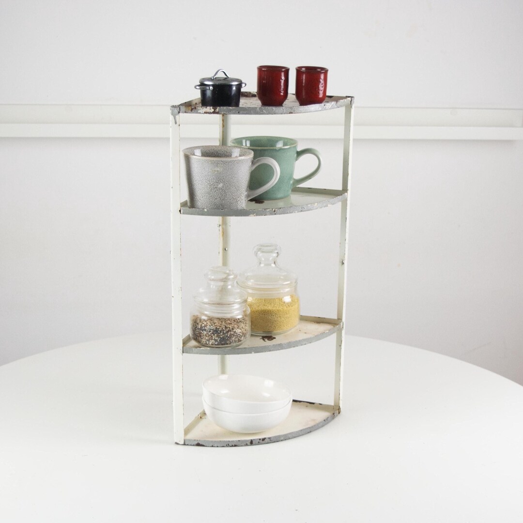 Vintage Metal Corner Shelf, Corner Wall Rack for Kitchen or Bath ...