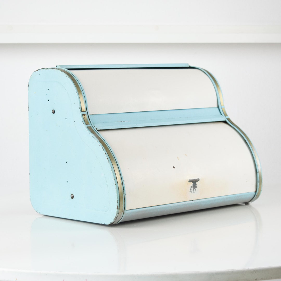 Vintage Metal Bread Box. Vintage Blue Bread Box Container. Mid-century ...