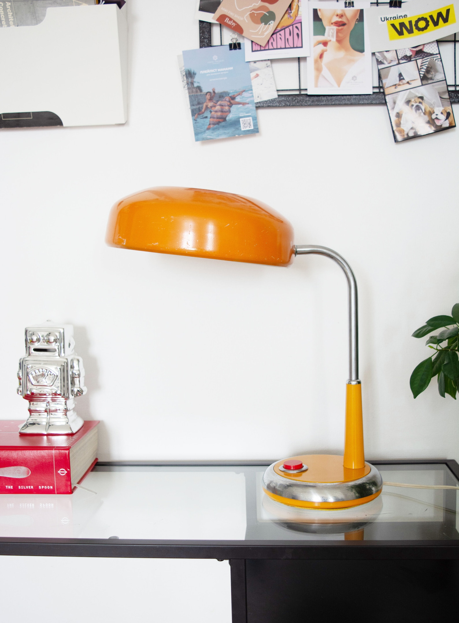 Vintage 80s Desk Lamp. Orange table lamp. Metal lamp. Bedside | Etsy