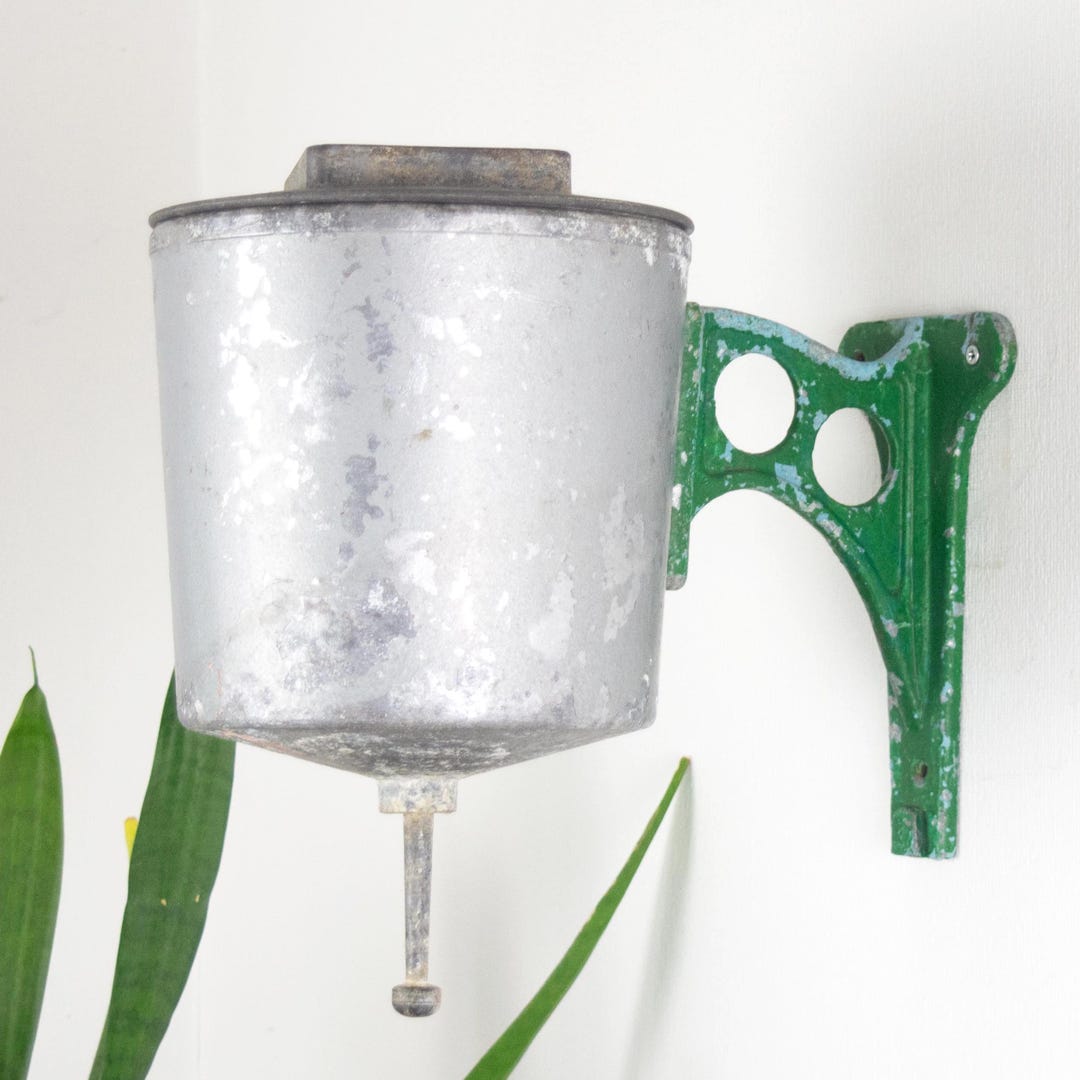 Vintage Green Metal Wash Basin. Industrial Garden Hand Basin. Lavabo ...