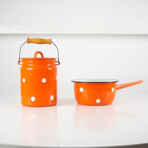 Vintage Orange Enamel Milk Jug. Vintage Orange Enamel Milk Pail ...
