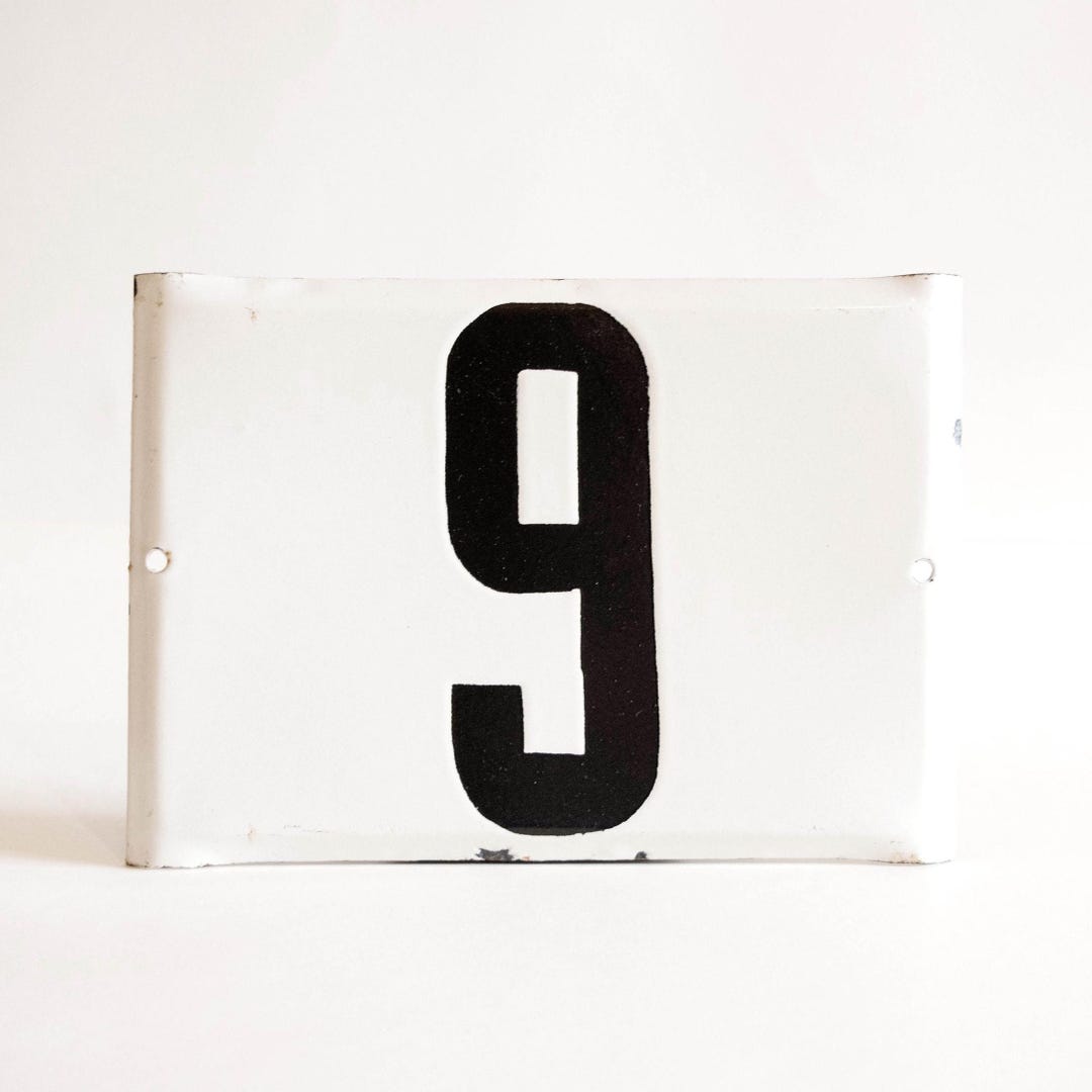 Vintage Enamel House Number 9. Metal Door Sign. - Etsy