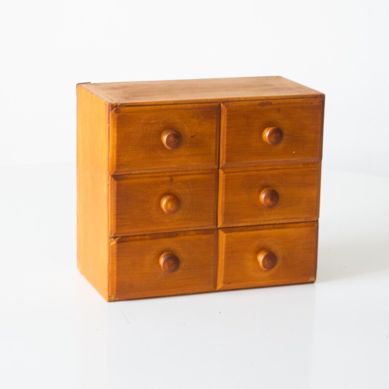 Vintage Small 6 Drawer Library Card File Cabinet. Wooden Cabinet ...