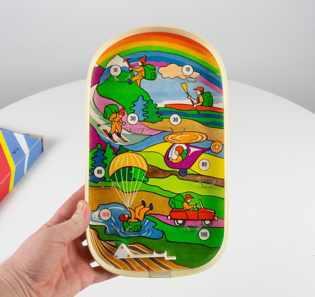 Vintage Small Pinball Game. Plastic Game With Rainbow Print. Wall Decor ...