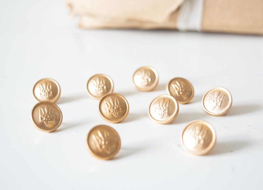 Vintage Ukrainian Buttons. Ukrainian Army Button. Coat of Arms of ...