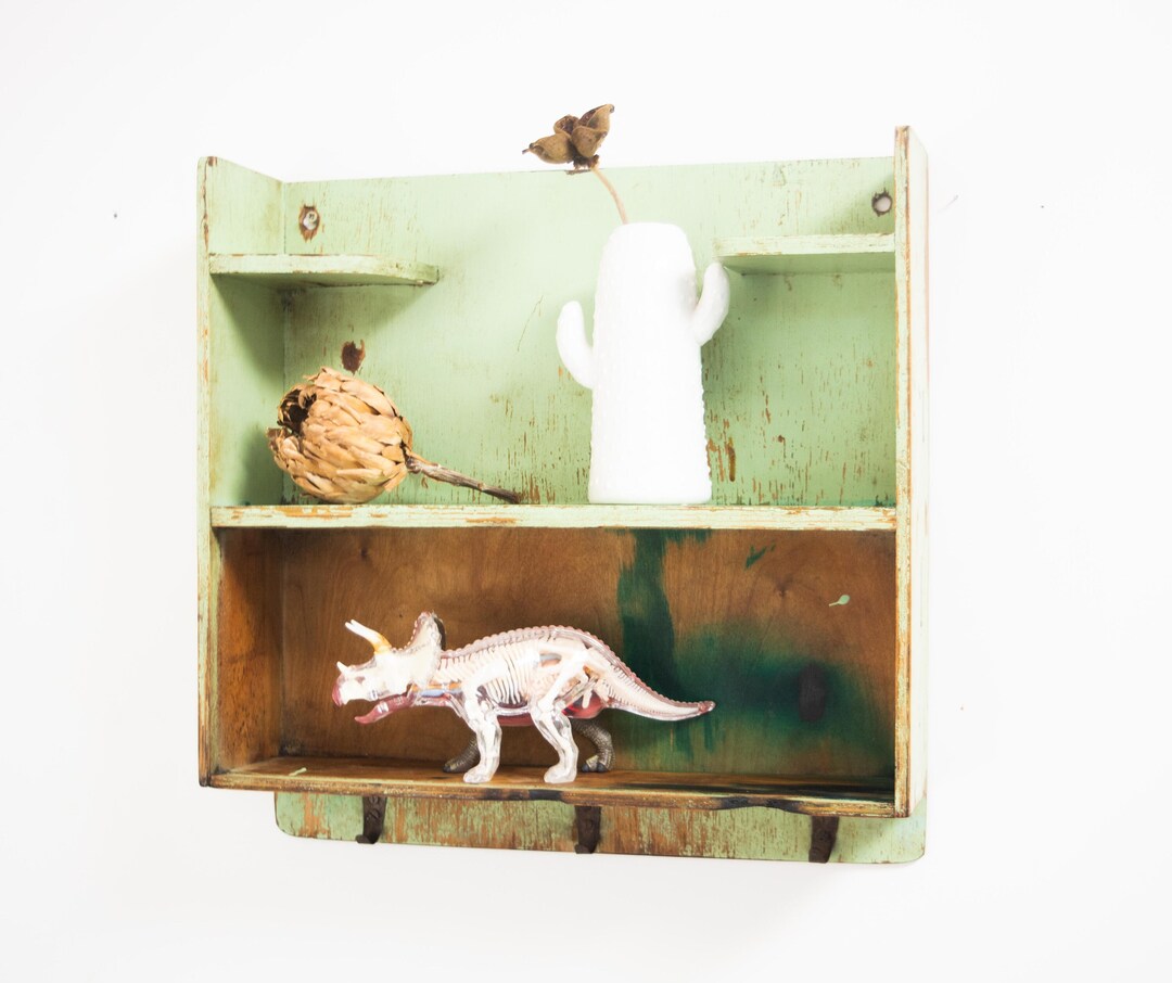 Antique Green Primitive Wood Shelves Vintage Primitive Rustic Farmhouse ...