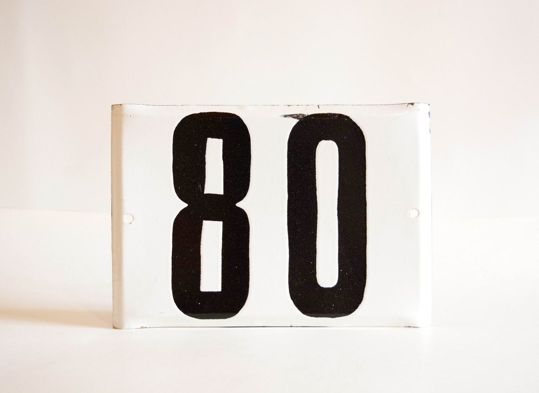 Vintage Enamel House Number 80. Porcelain Number. Door Number 80 ...