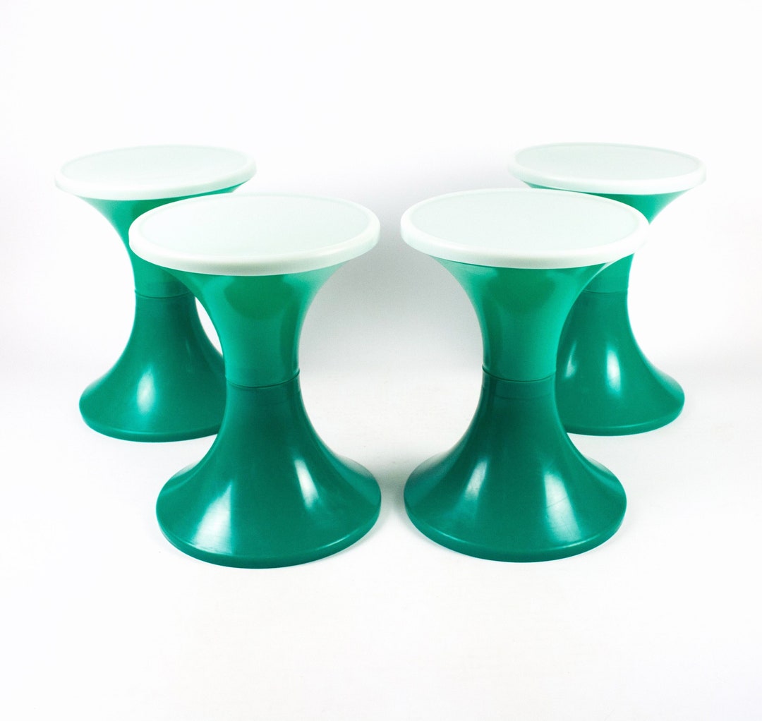 Vintage Pop Art Tulip Stools 1970s. Plastic Green Space Age Design ...