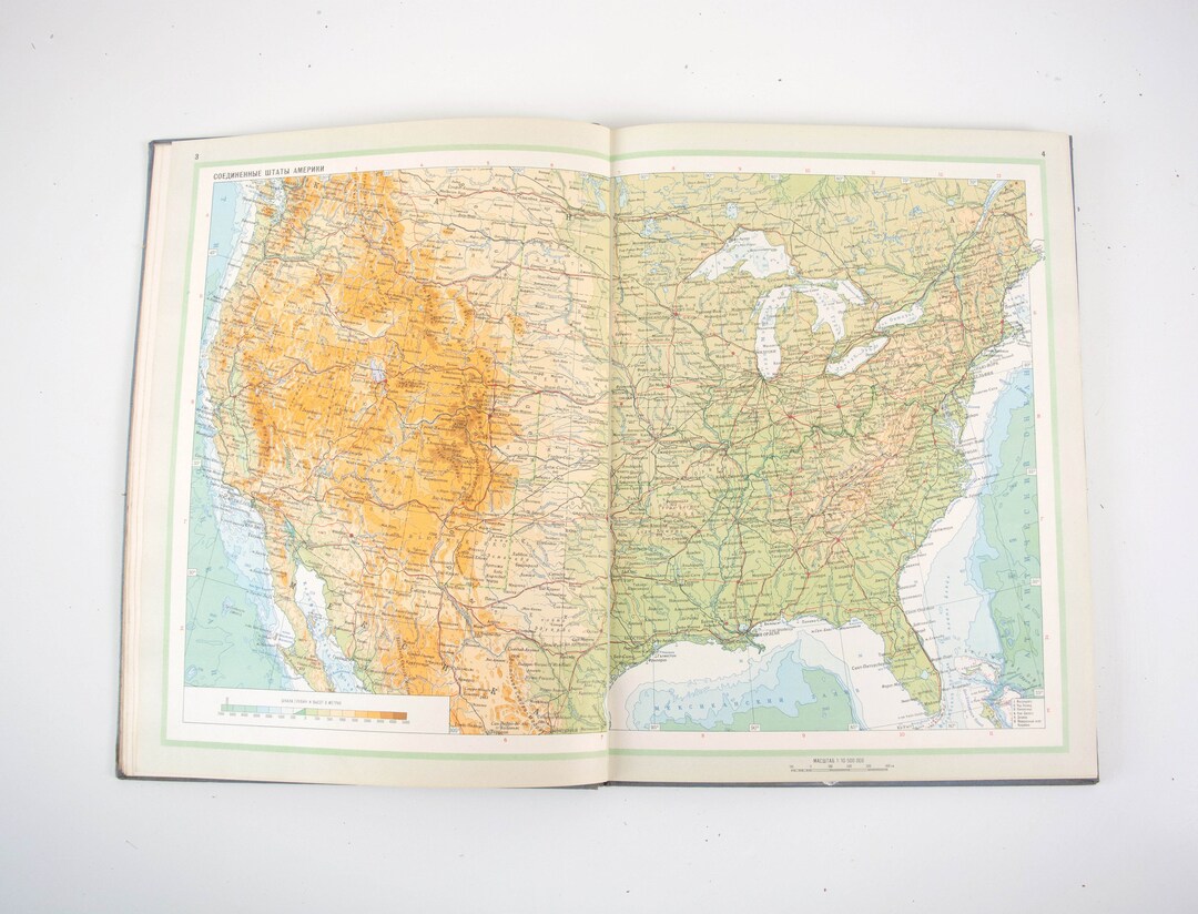 Vintage USA Atlas. Vintage USA Map. Vintage Map Book Print. Old ...