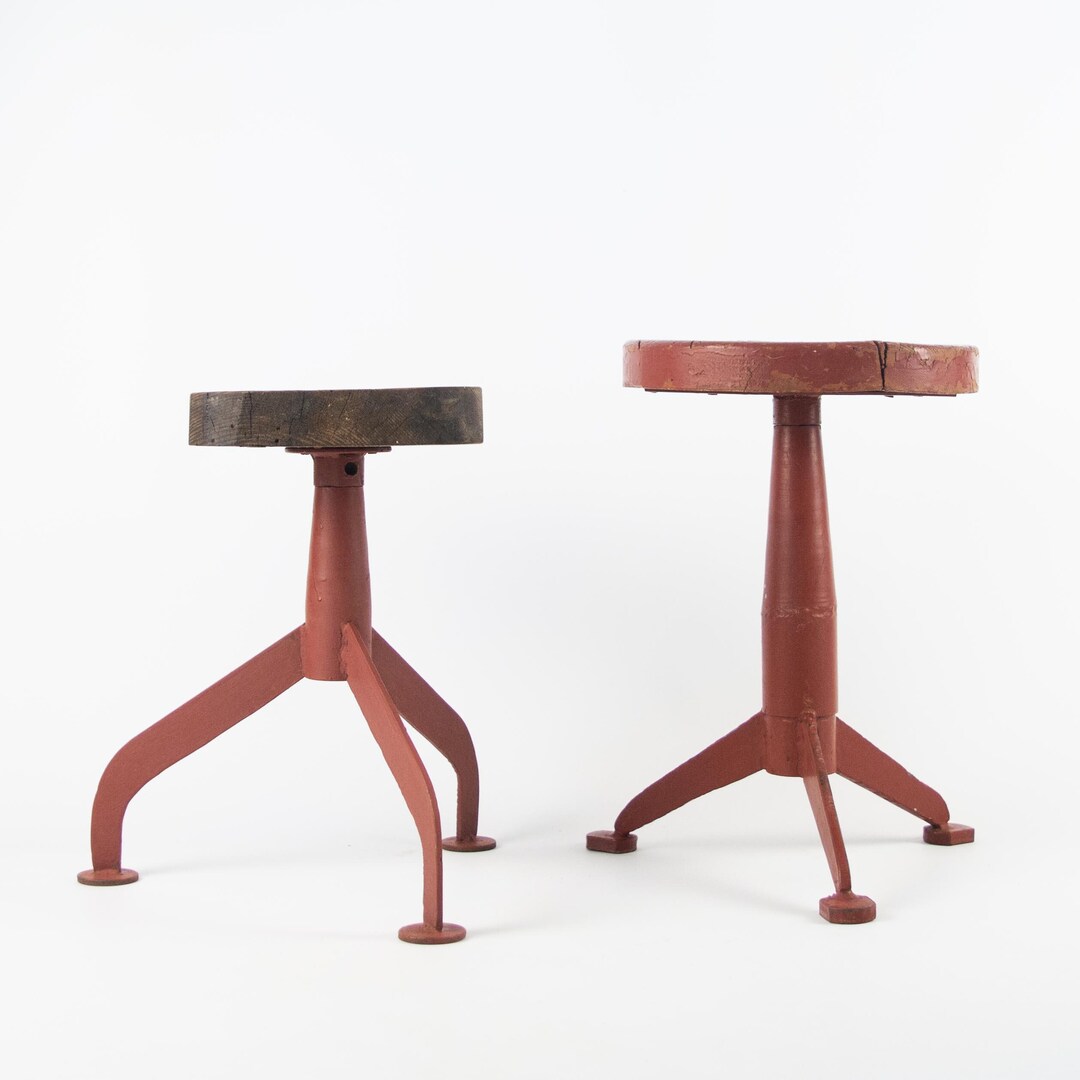 Vintage Industrial Metal Swivel Stool: Adjustable Factory Stool With ...