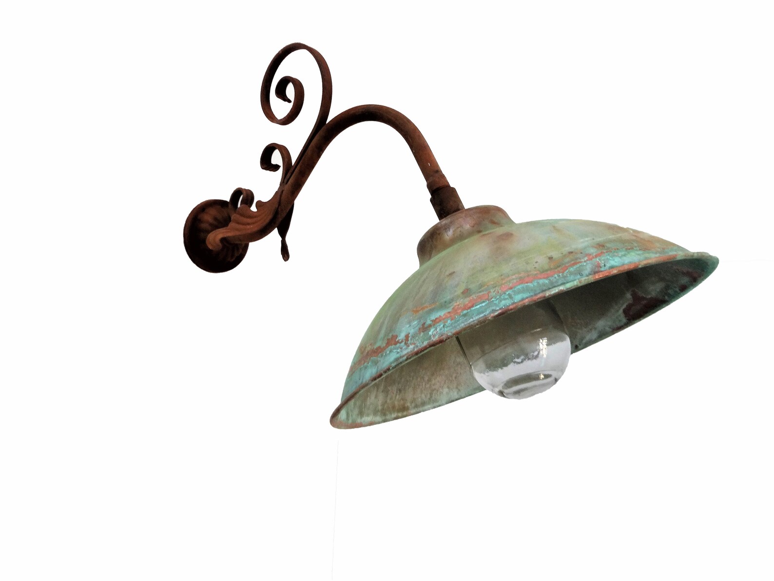 French Barn Lamp With Copper Shade and Wrought Iron - Etsy