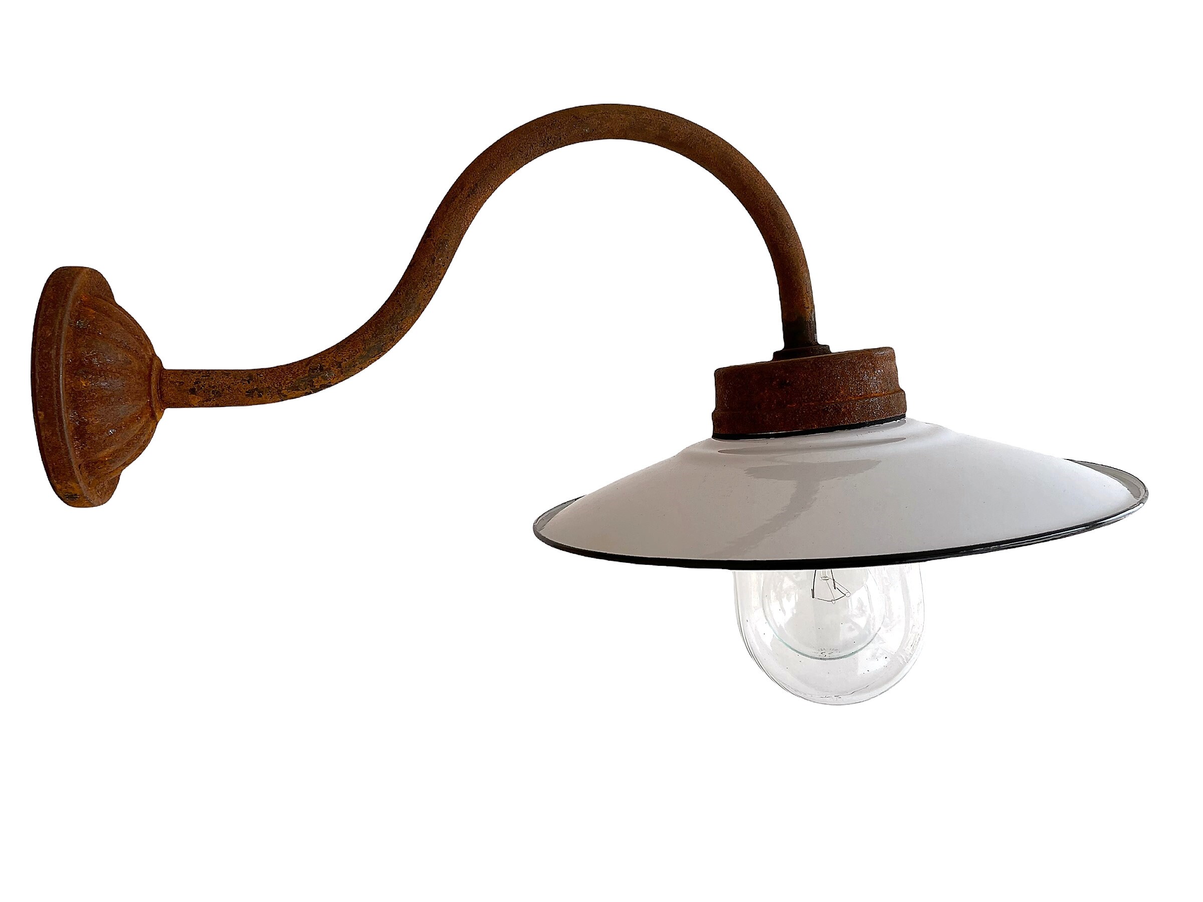 French Barn Light With Enamel Shade. - Gooseneck - Etsy