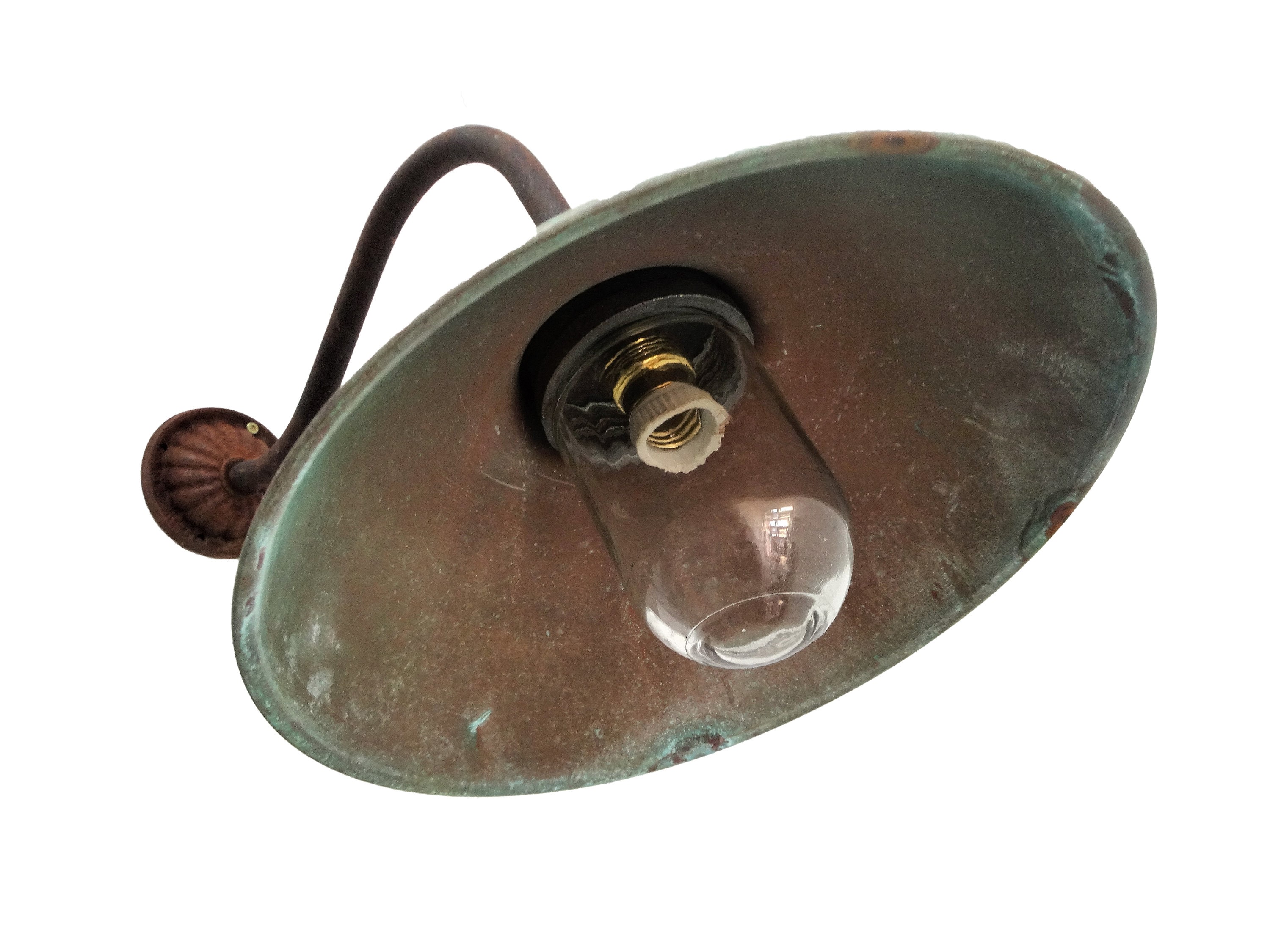 French Vintage Barn Lamp With Copper Shade| Garden Lighting | Outdoor ...