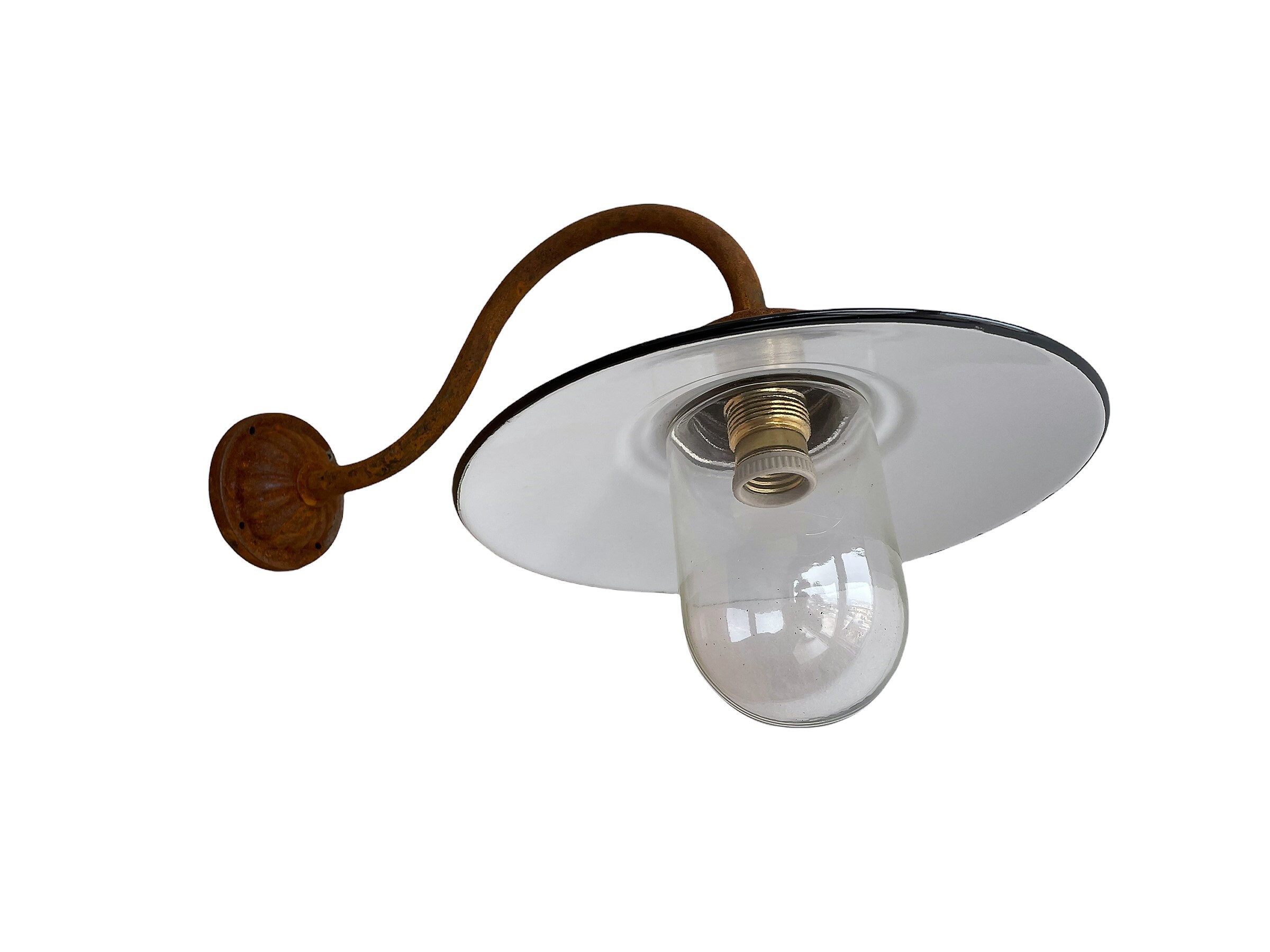 French Barn Light With Enamel Shade. - Gooseneck - Etsy