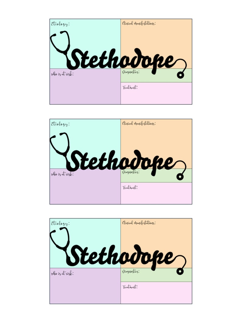 Nursing Note Card Template COLOR - Etsy