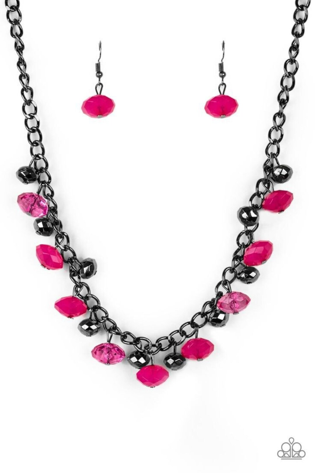 Paparazzi Jewelry, Runway Rebel, Pink, Black, Gunmetal, Short Necklace ...