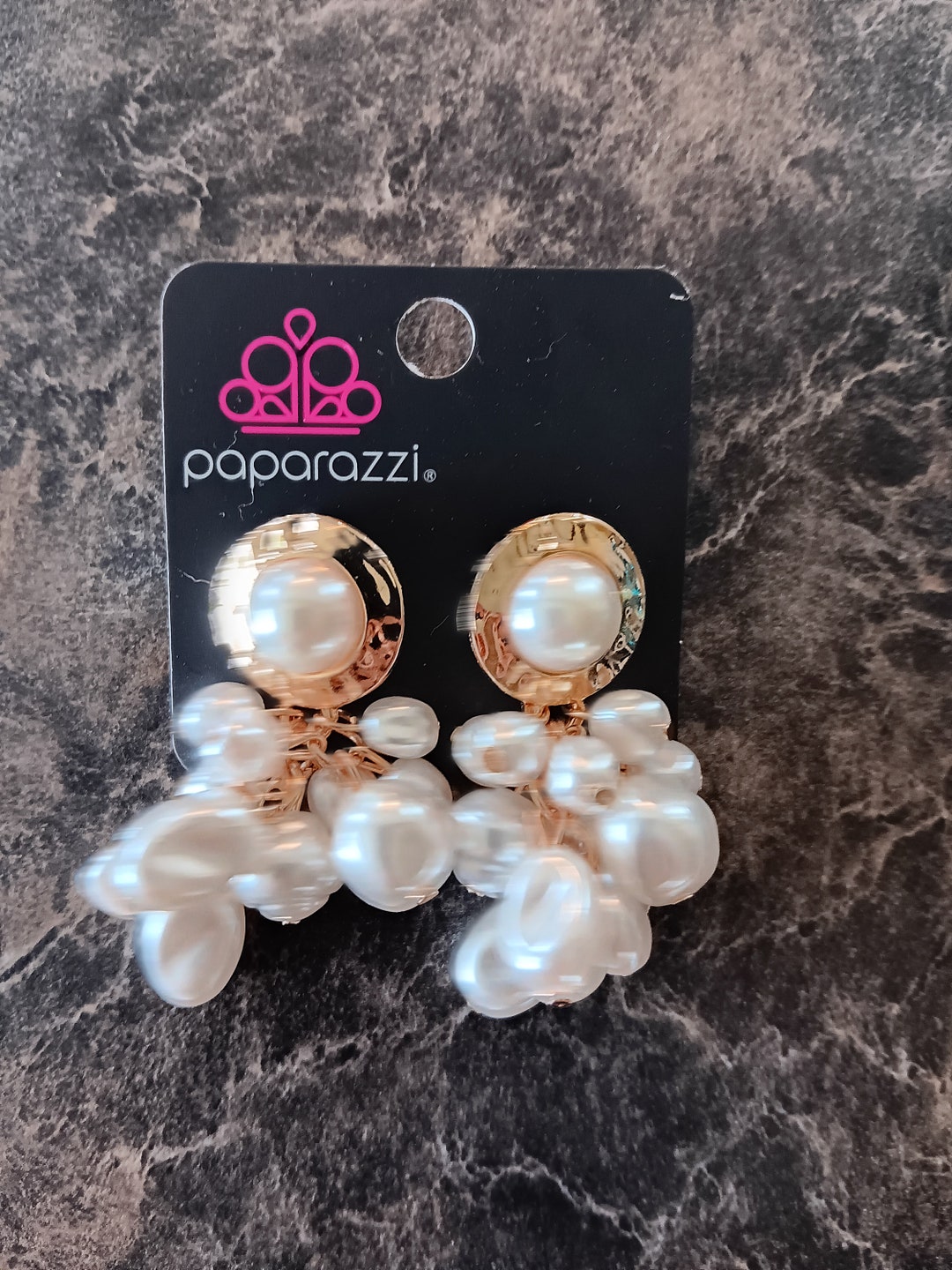 Paparazzi Jewelry, Faux White Pearl and Gold Earrings; Long Time No Sea ...