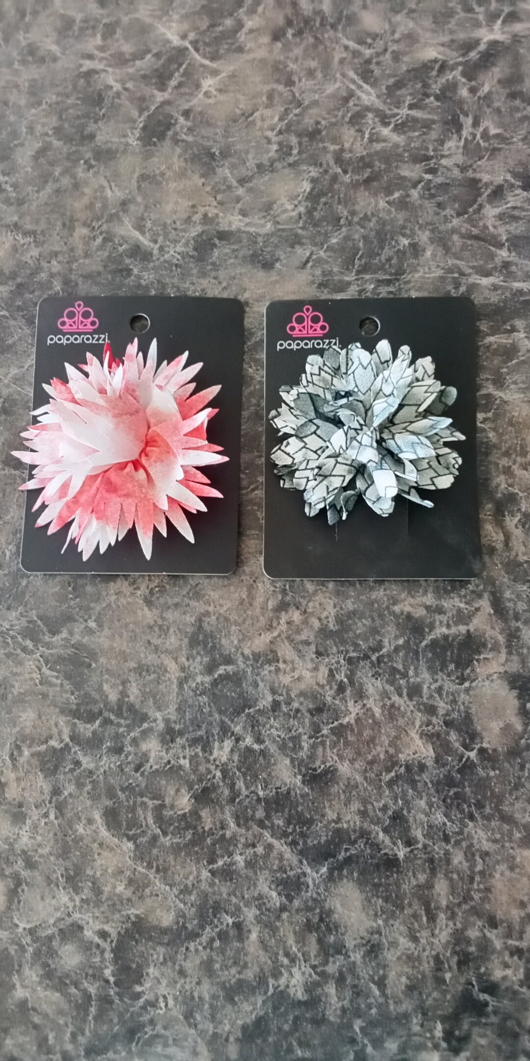 Paparazzi Jewelry, Flower Hair Clips, Black and White or Red and White ...