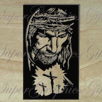 Jesus Stencil With Crown of Thorns Airbrush Stencil Artists Christian ...