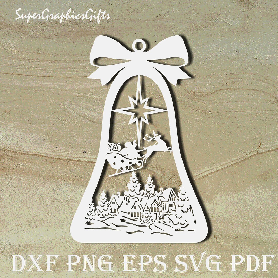 Santa Claus Dxf, Christmas Scene SVG Cut File, Silhouettes DXF, Cliput ...