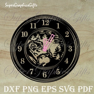 Сlock Svg,clock Face Svg,commercial Use Svg,wolf Svg,digital Clock,dxf ...