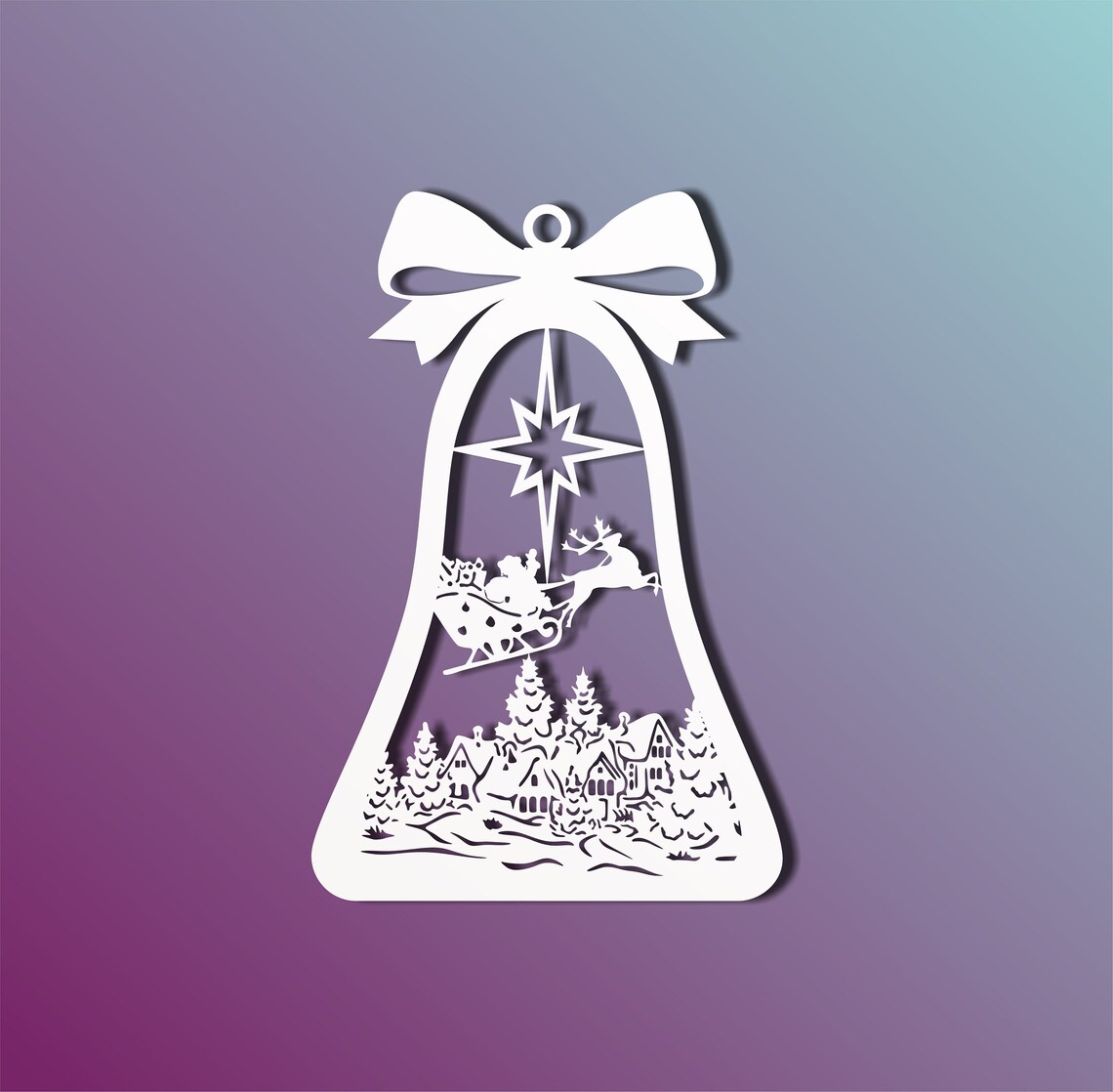 Santa Claus dxf Christmas Scene SVG Cut File Silhouettes | Etsy