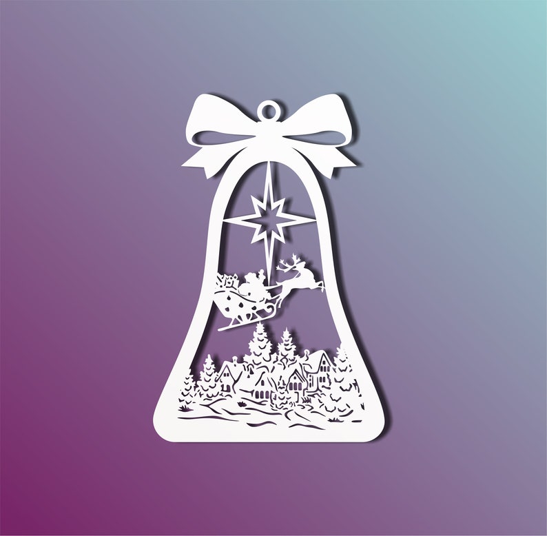 Santa Claus dxf Christmas Scene SVG Cut File Silhouettes | Etsy