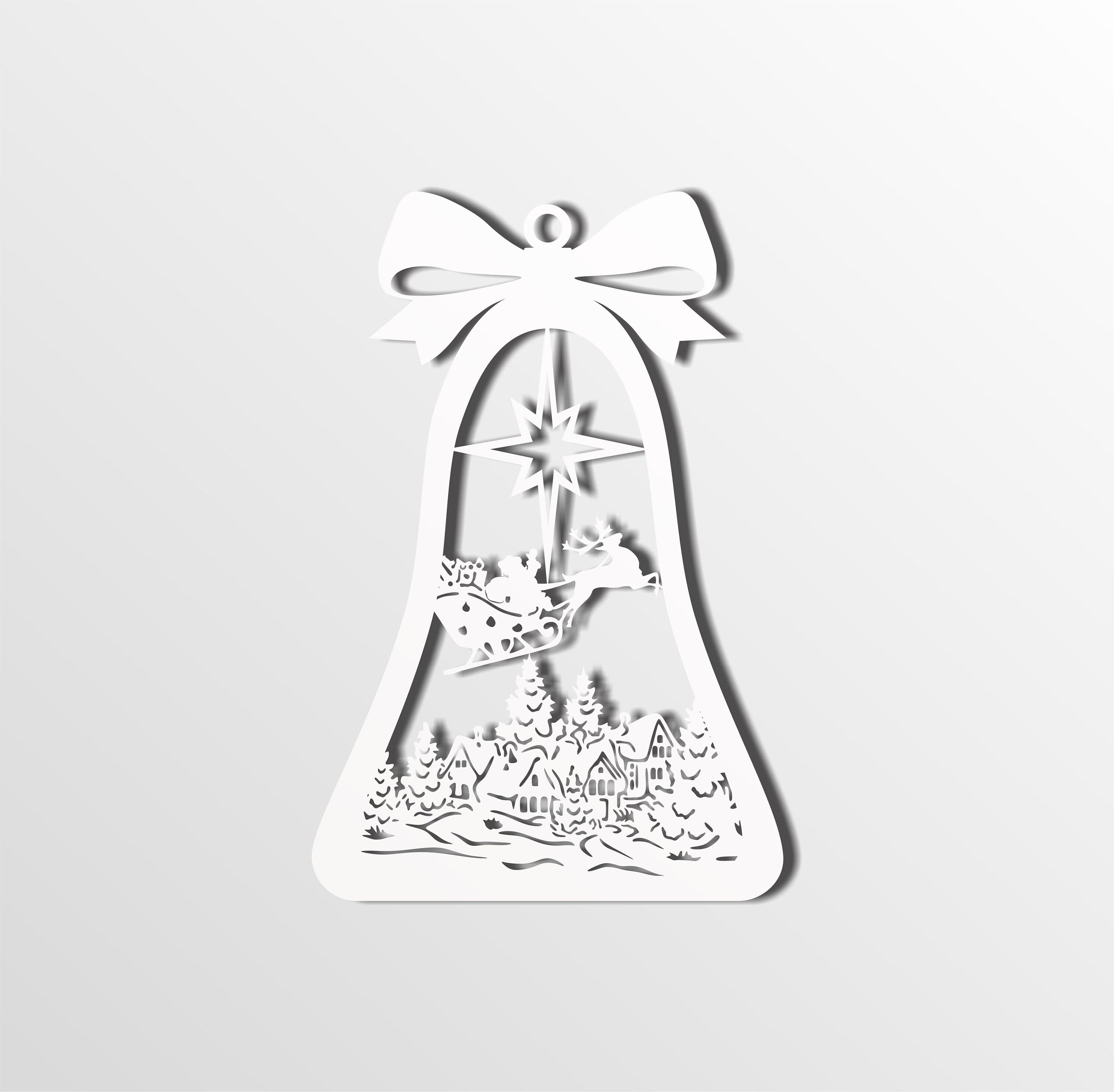 Santa Claus dxf Christmas Scene SVG Cut File Silhouettes | Etsy