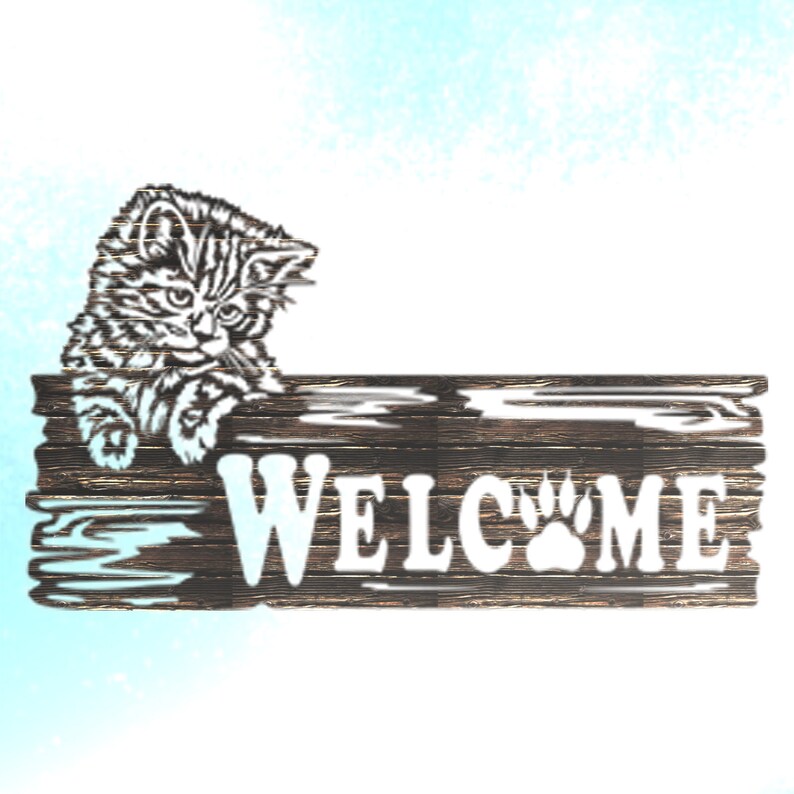 Welcome Sign DXF CNC Cat Svg Kitten Svg Cat Silhouette Cat | Etsy