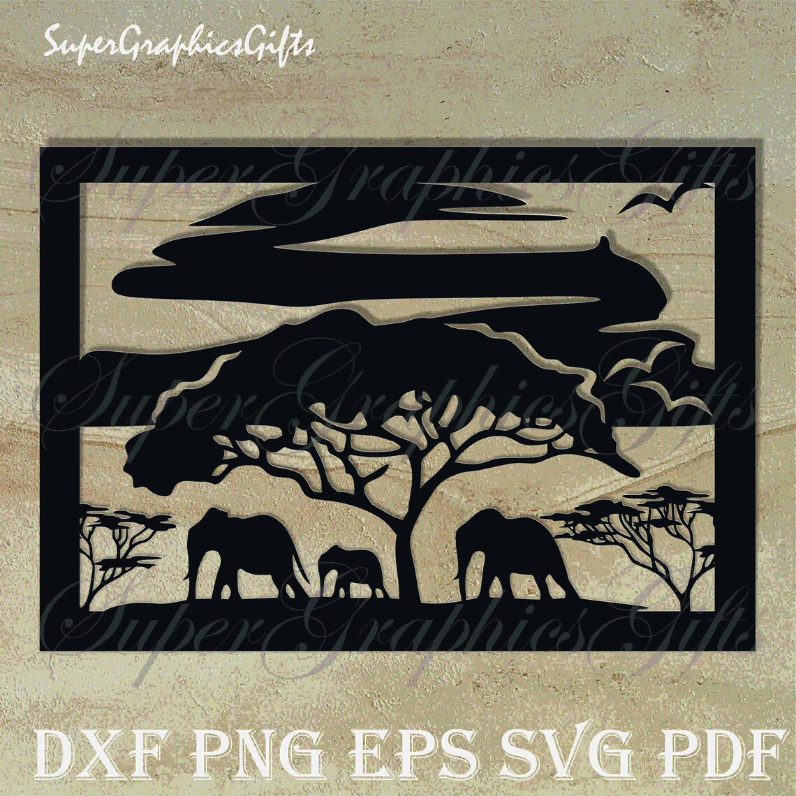 Landscape Svgnature Svgdxf /safari Animals Svg/elephant Svg - Etsy
