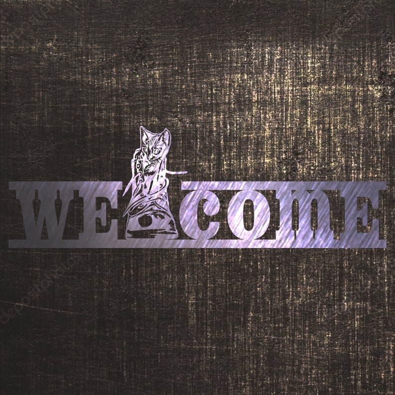 Welcome Sign DXF CNC Cat Svg Kitten Svg Cat Silhouette Cat | Etsy