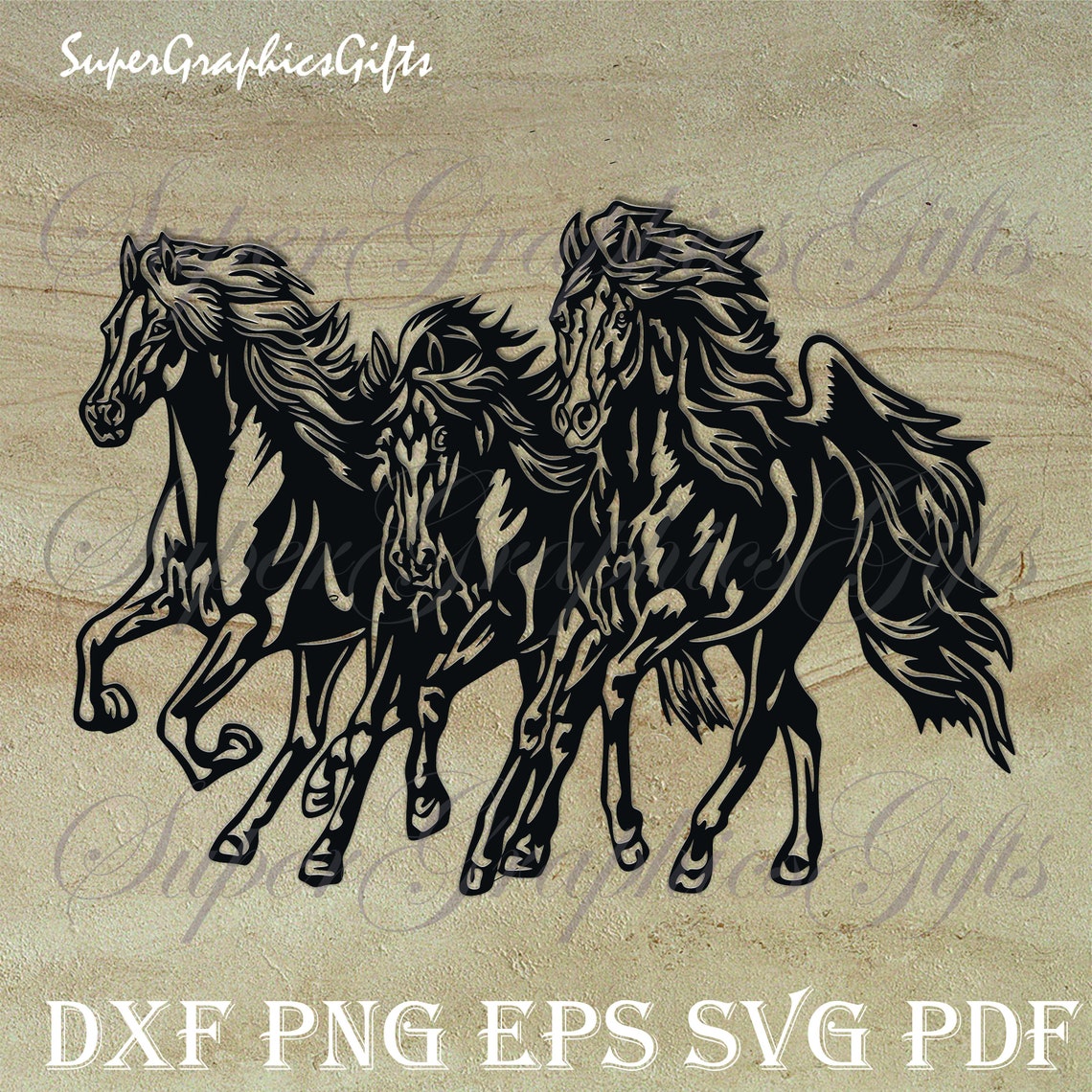 Wild Running Horses Svg, Laser Cut DXF CNC Files (digital Download ...