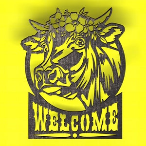 Cow Svg,welcome Sign DXF Cnc,dxf File for Laser,svg File for Cricut ...