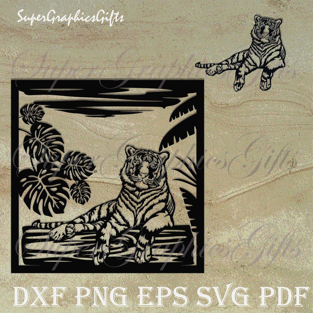 Tiger Svg,dxf Files for Laser,tiger Dxf, Tiger Png,tiger Silhouette ...