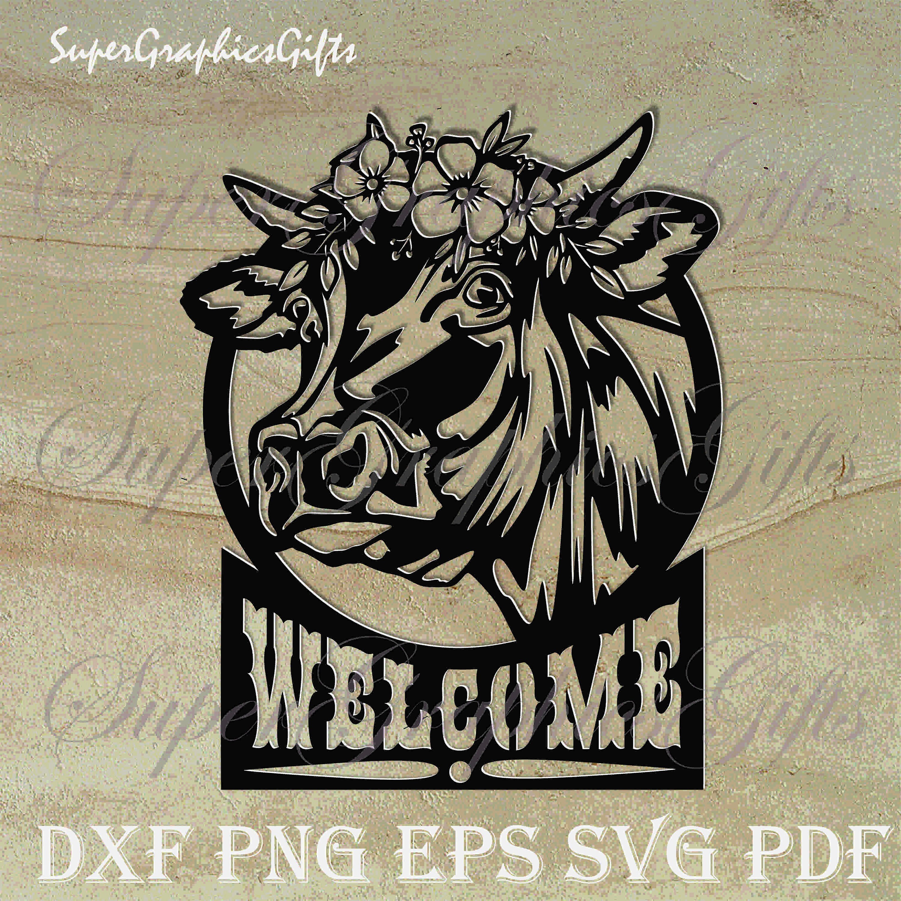Cow Svgwelcome Sign DXF Cncdxf File for Lasersvg File for - Etsy