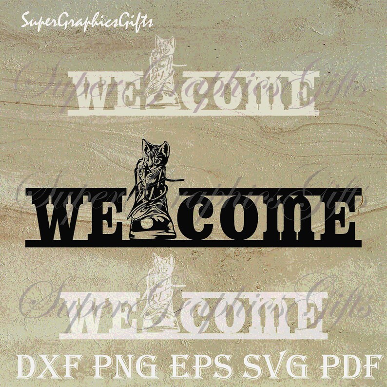 Welcome Sign DXF CNC Cat Svg Kitten Svg Cat Silhouette Cat | Etsy