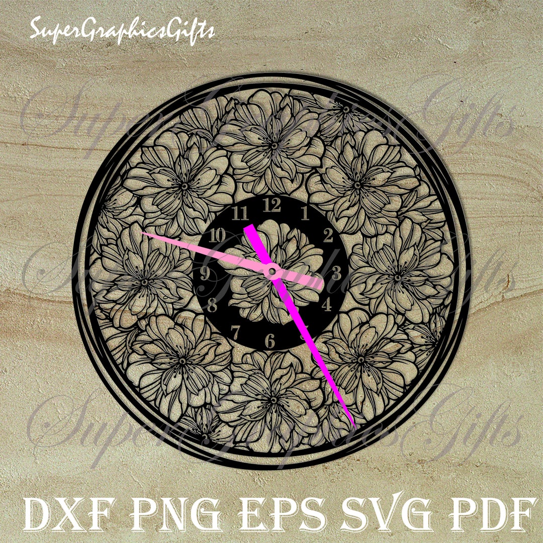 Сlock Svg,flower Clock Svg,flower Wall Clock,unique Wall Cnc Clock, Cnc ...