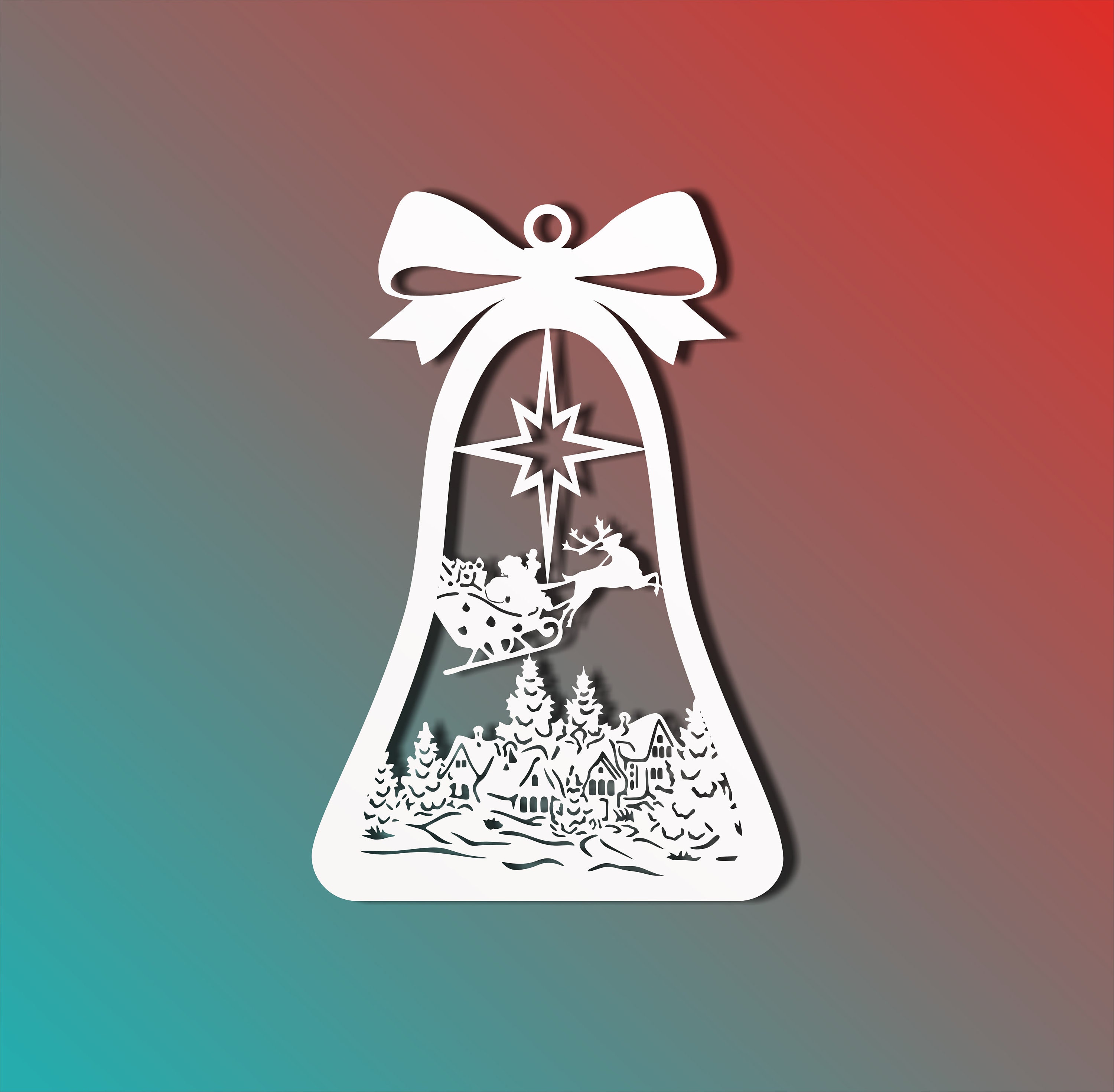 Santa Claus dxf Christmas Scene SVG Cut File Silhouettes | Etsy