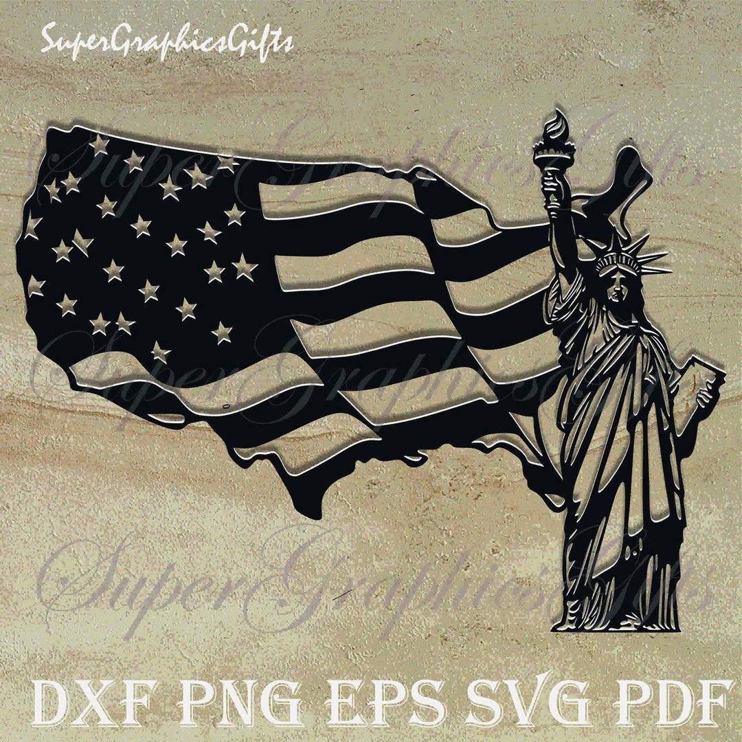 Fourth of July Svg Statue of Liberty Svg-united States Map,patriotic ...